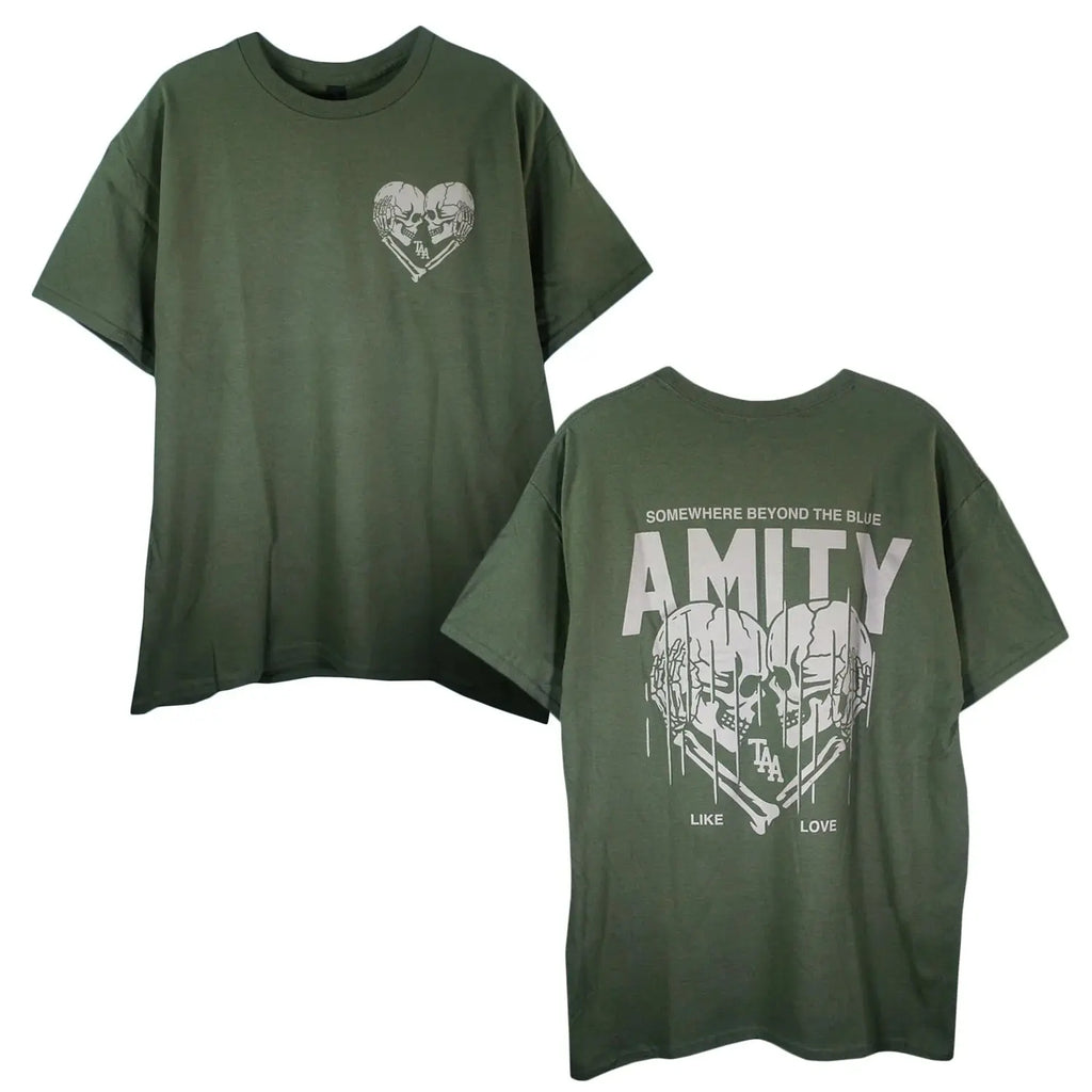Official Amity Affliction - Green Military Heart T-Shirt (w Back ...